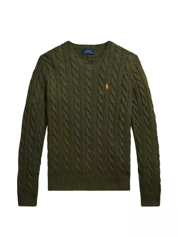 Polo Ralph Lauren Cable-knit Embroidered-logo Sweater - Green