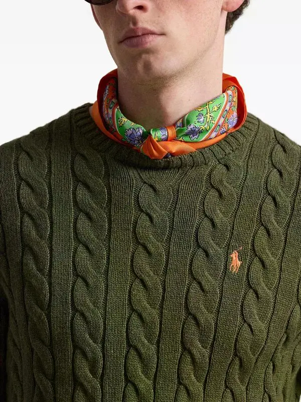 Polo Ralph Lauren Cable-knit Embroidered-logo Sweater - Green