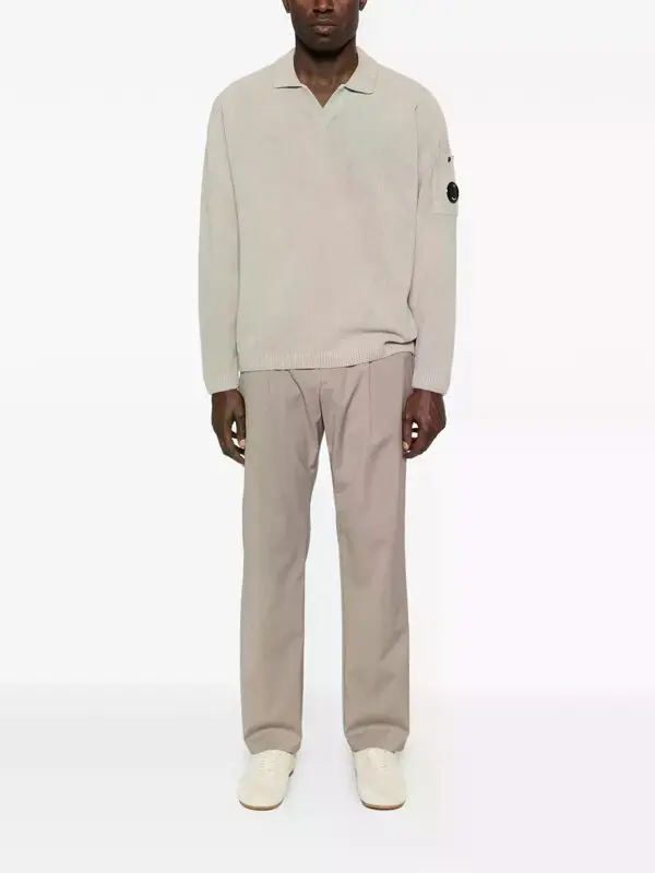 C.P. COMPANY Logo-patch V-neck Sweater - Neutrals