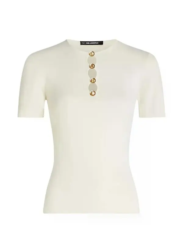 Karl Lagerfeld Button Knit Top