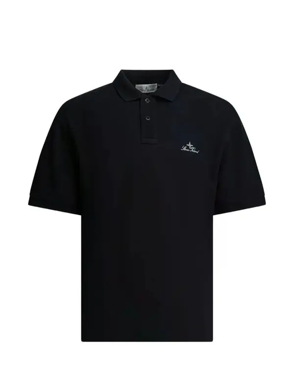 Stone Island Logo Polo Shirt - Black