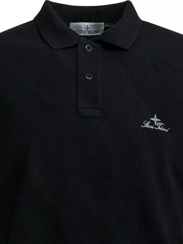 Stone Island Logo Polo Shirt - Black