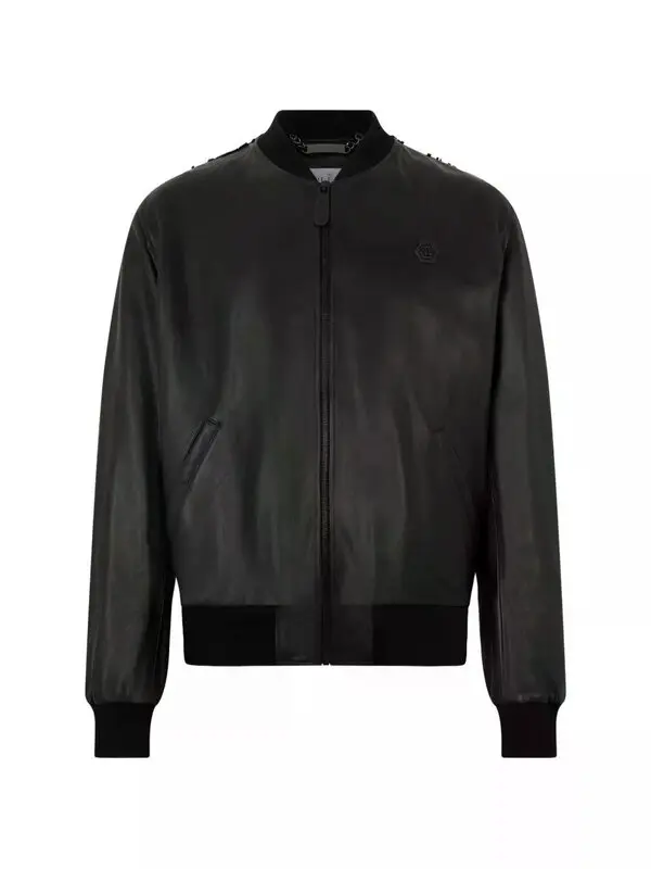 Philipp Plein Leather Bomber Jacket