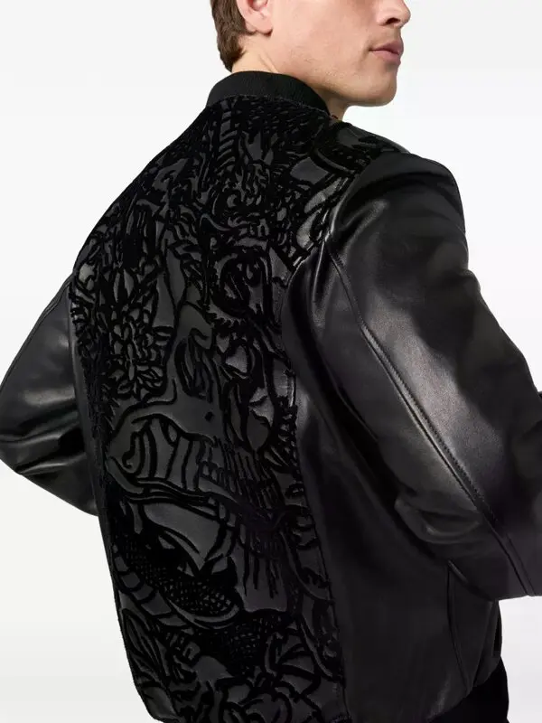 Philipp Plein Leather Bomber Jacket