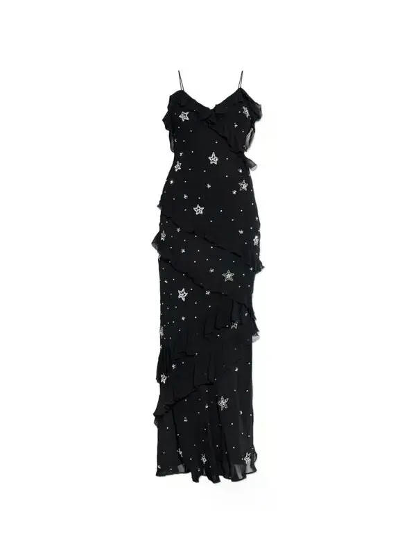 LoveShackFancy Rialto Ruffled Star-embellished Maxi Dress