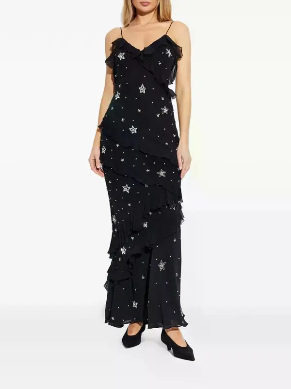 LoveShackFancy Rialto Ruffled Star-embellished Maxi Dress