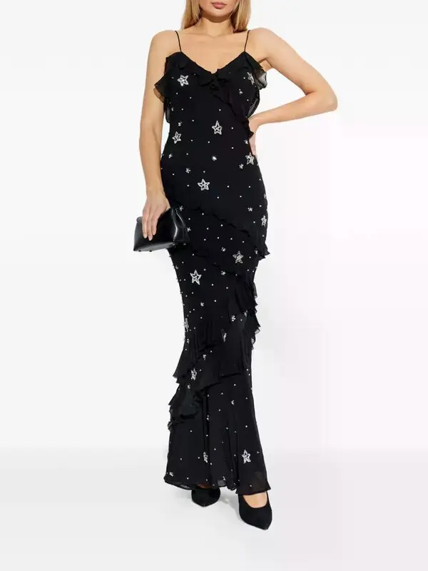 LoveShackFancy Rialto Ruffled Star-embellished Maxi Dress
