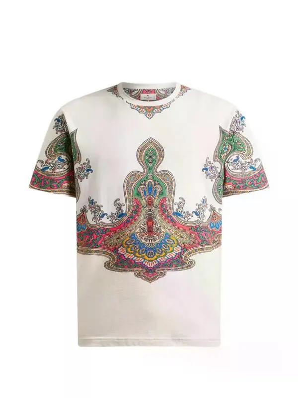 Etro Cotton T-shirt With Placed Pocket-square Paisley Print