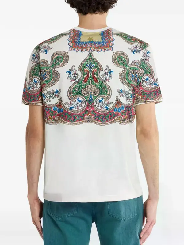 Etro Cotton T-shirt With Placed Pocket-square Paisley Print