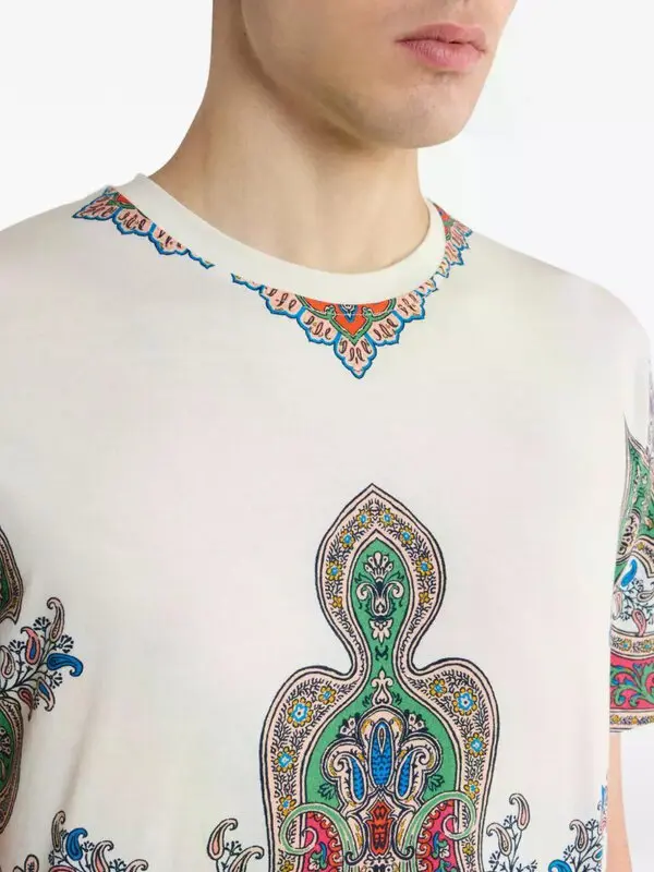 Etro Cotton T-shirt With Placed Pocket-square Paisley Print