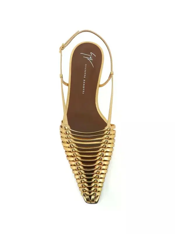 GIUSEPPE ZANOTTI Orsola Woven Pointed Sandals - Gold
