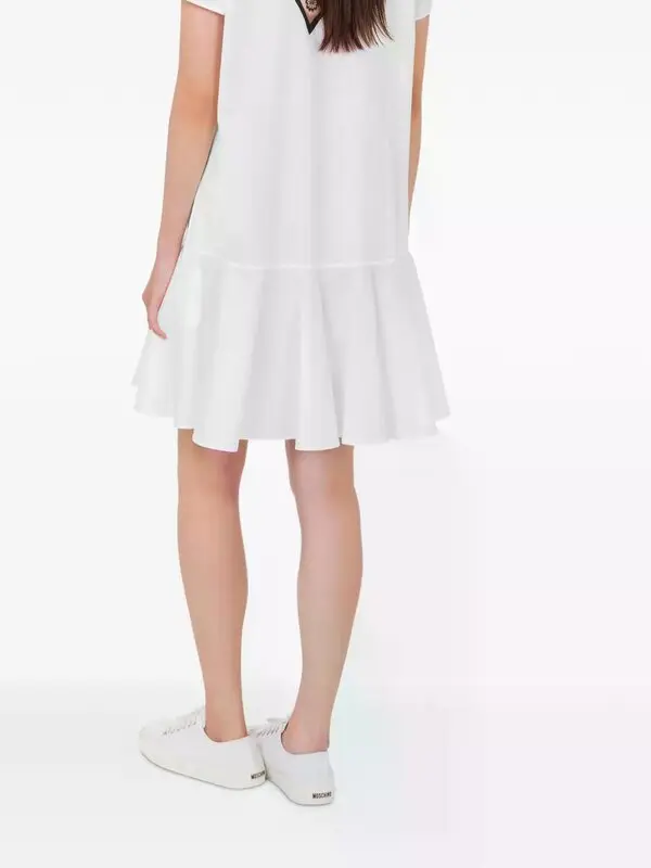 Moschino Printed Stretch Cotton Poplin Dress - White