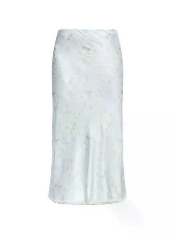 LoveShackFancy Kalo Floral-print Lace Maxi Skirt - Blue