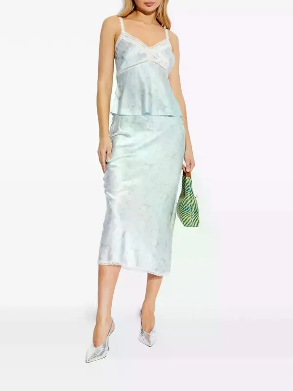 LoveShackFancy Kalo Floral-print Lace Maxi Skirt - Blue