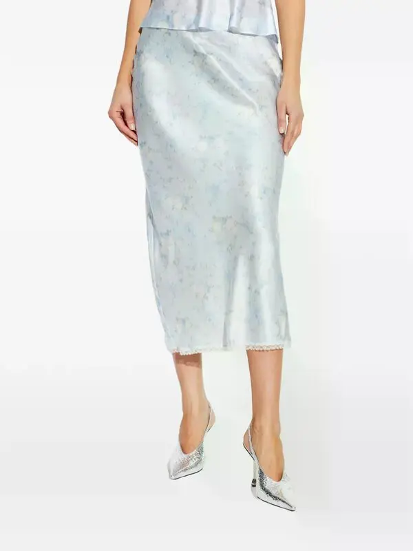 LoveShackFancy Kalo Floral-print Lace Maxi Skirt - Blue