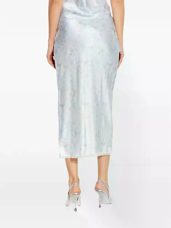 LoveShackFancy Kalo Floral-print Lace Maxi Skirt - Blue