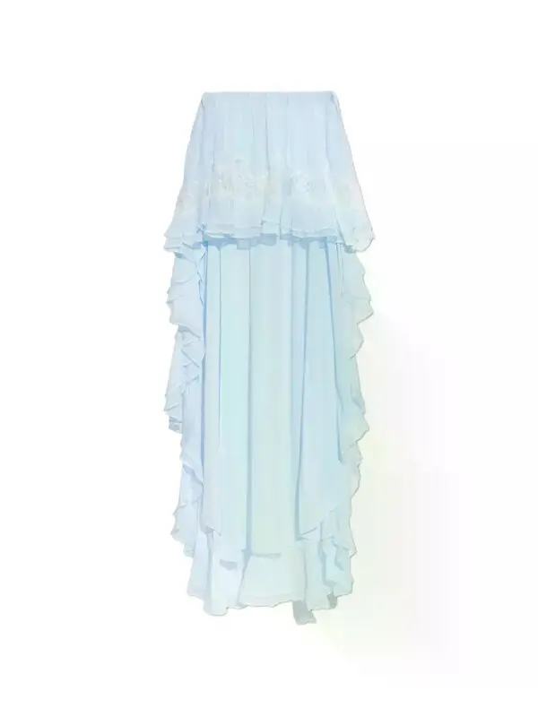 LoveShackFancy Lace-detail Ruffled High-low Skirt - Blue