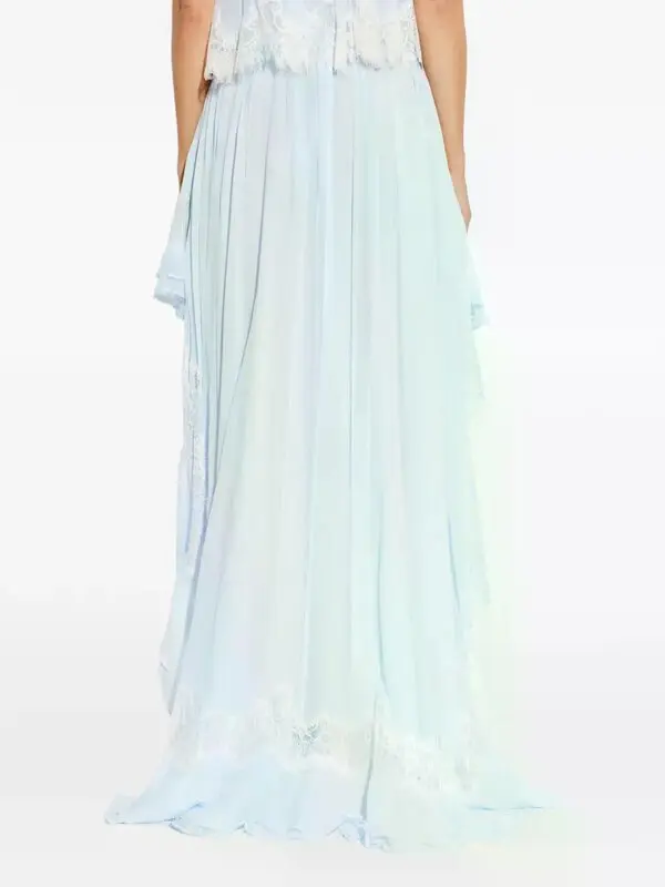 LoveShackFancy Lace-detail Ruffled High-low Skirt - Blue