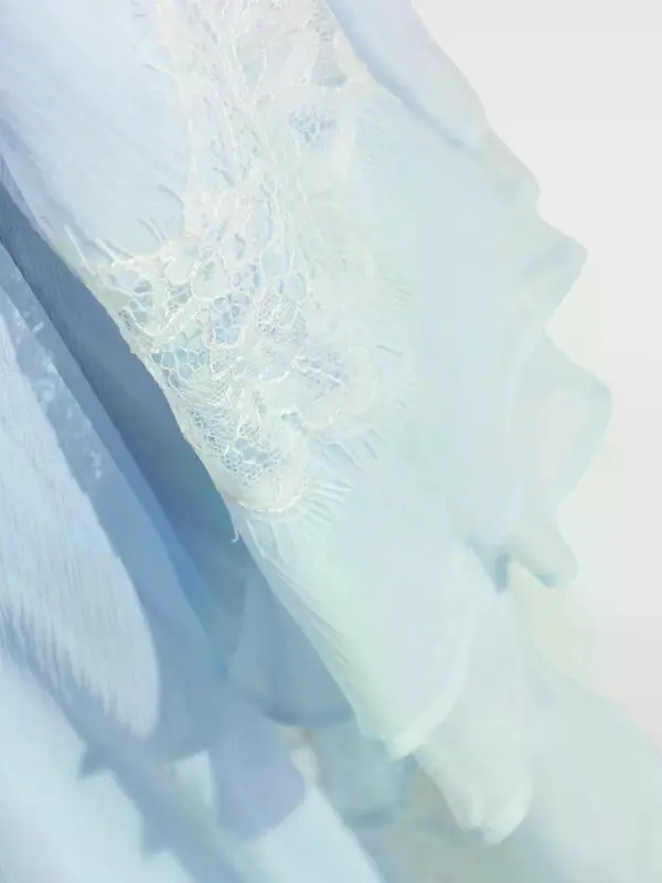 LoveShackFancy Lace-detail Ruffled High-low Skirt - Blue