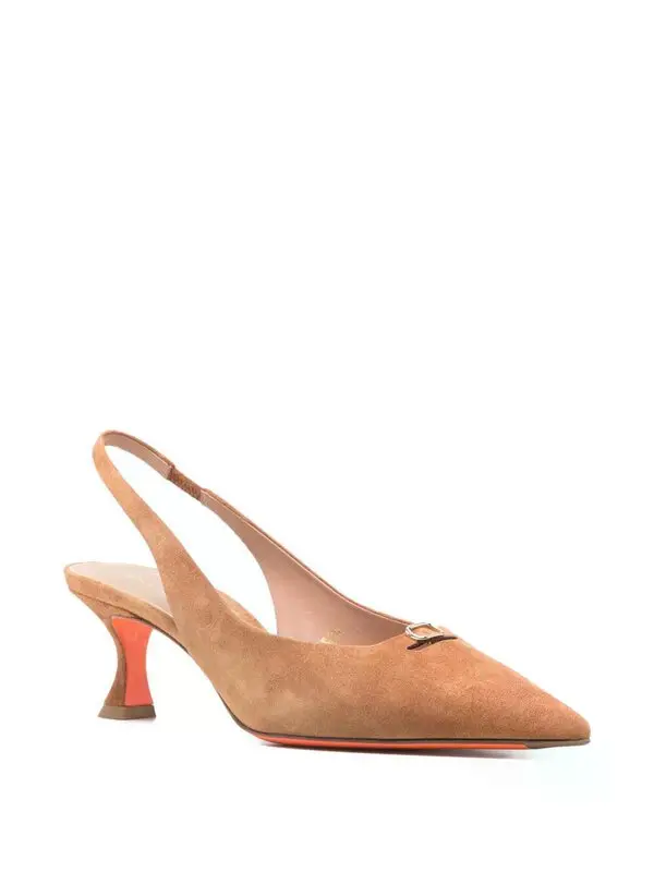 Santoni Suede Slingback Pumps - Neutrals