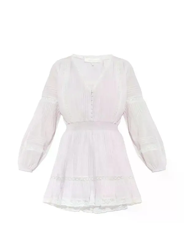 LoveShackFancy Lace-detail Pleated Mini Dress