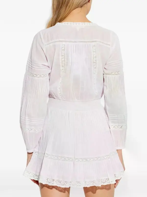LoveShackFancy Lace-detail Pleated Mini Dress