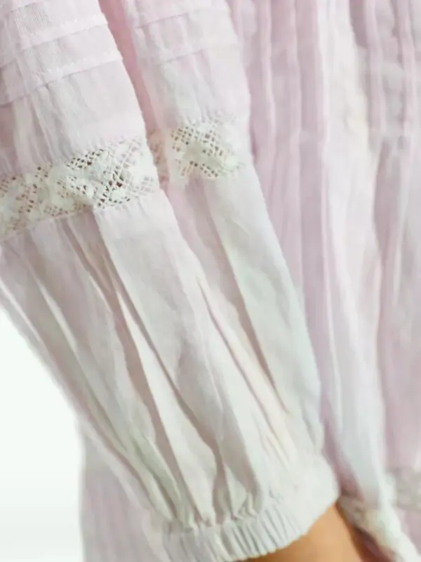 LoveShackFancy Lace-detail Pleated Mini Dress