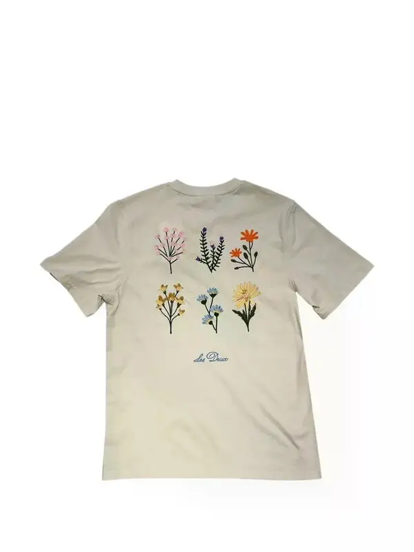LES DEUX Floral-embroidery T-shirt - Neutrals