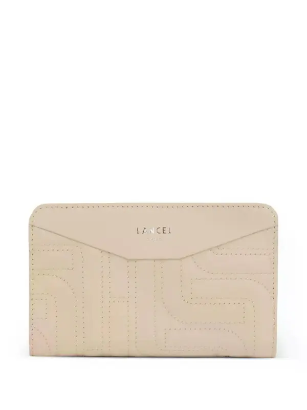 LANCEL Zipped Quilted Compact Wallet - Neutrals