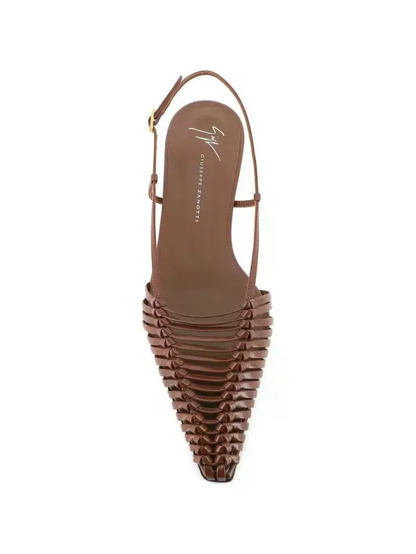 GIUSEPPE ZANOTTI Orsola Woven Slingback Sandals - Brown