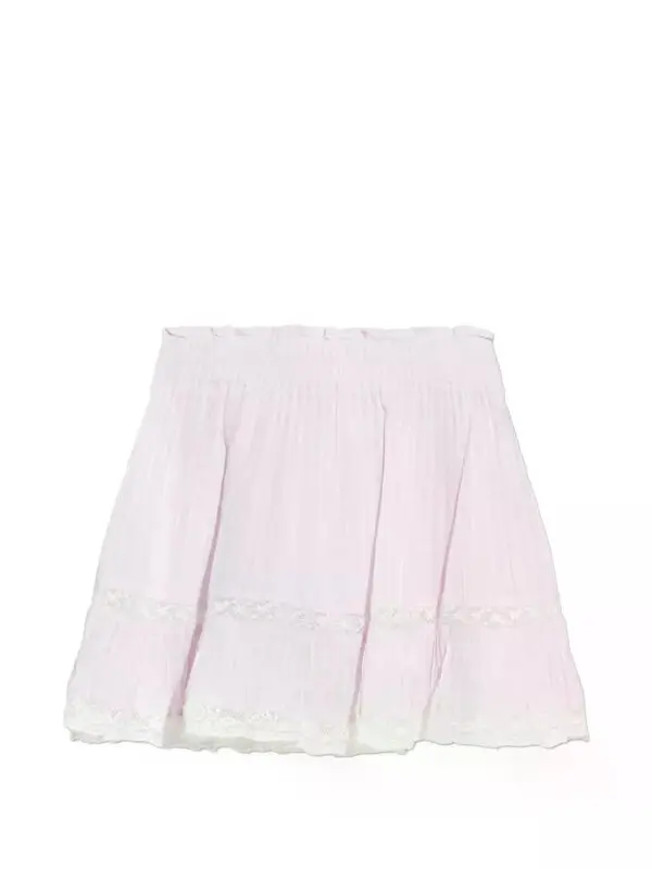 LoveShackFancy Gloriana Pleated Mini Skirt With Lace Detail - Pink