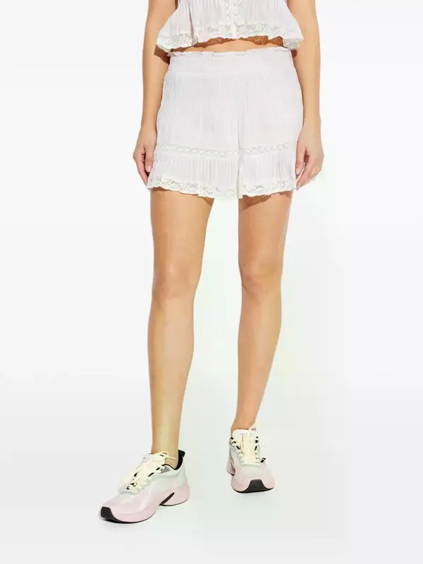 LoveShackFancy Gloriana Pleated Mini Skirt With Lace Detail - Pink