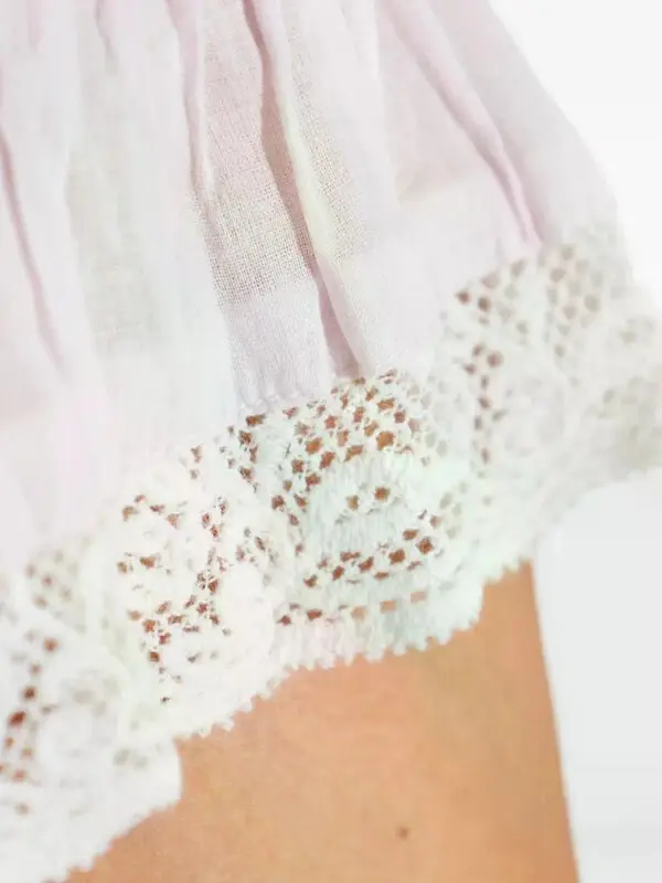 LoveShackFancy Gloriana Pleated Mini Skirt With Lace Detail - Pink