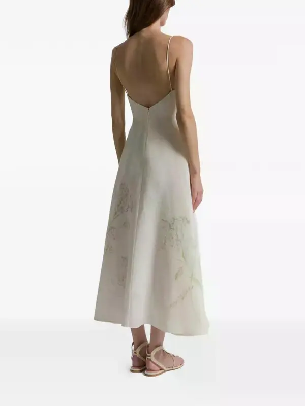 Alberta Ferretti Floral V-neck Dress