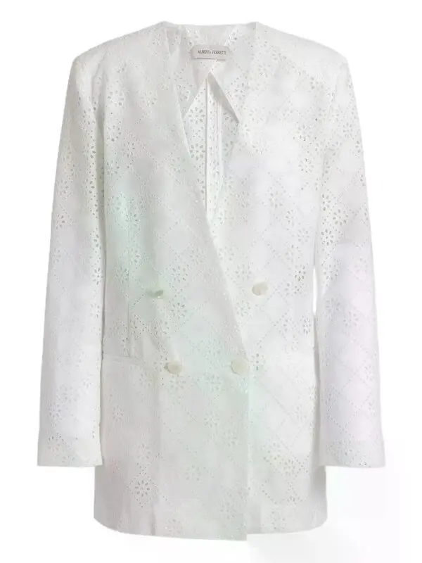 Alberta Ferretti Eyelet Double-breasted Blazer
