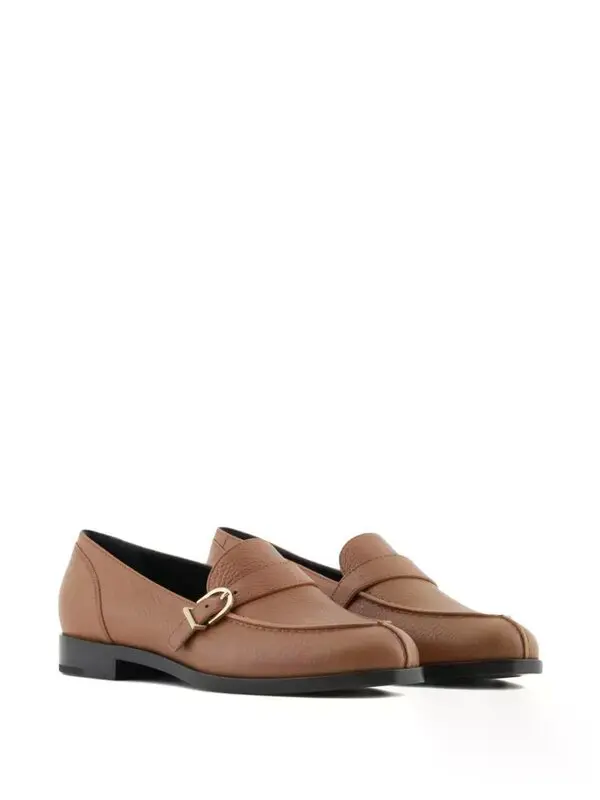 Giorgio Armani Buckle-strap Leather Loafers