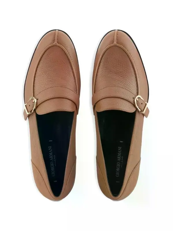 Giorgio Armani Buckle-strap Leather Loafers