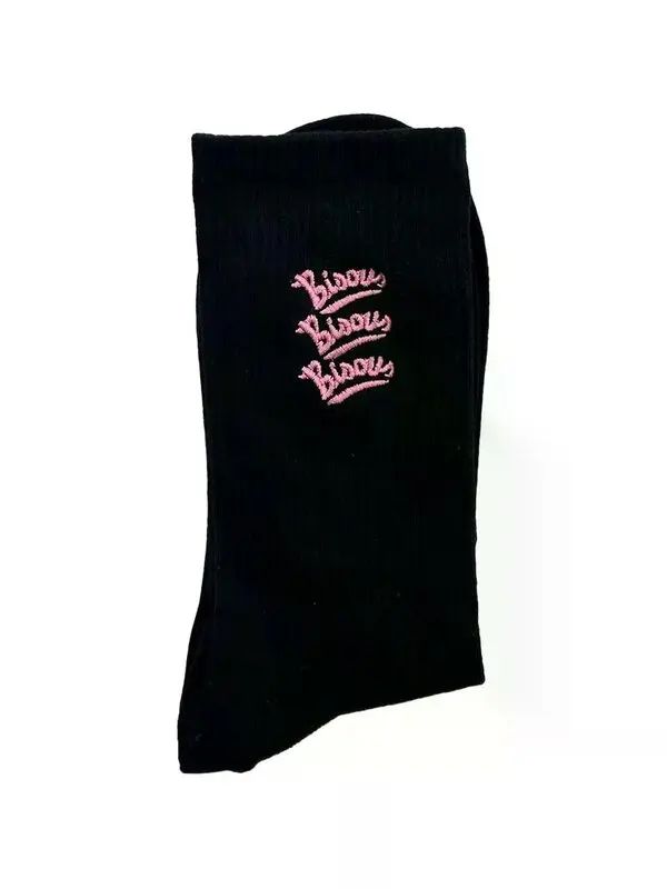 BISOUS SKATEBOARDS Embroidered Ribbed Socks - Black