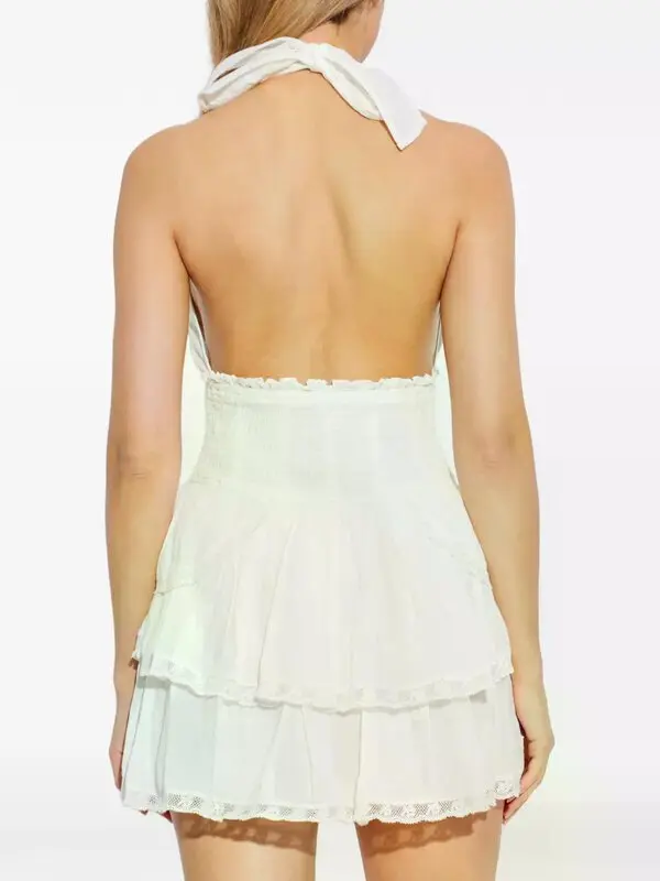 LoveShackFancy Tiered V-neck Mini Dress