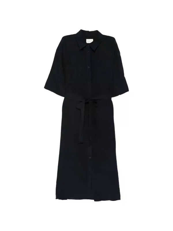 Gant Collared Belted Midi Dress - Blue
