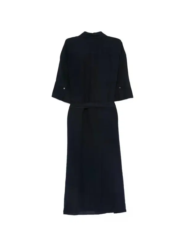 Gant Collared Belted Midi Dress - Blue