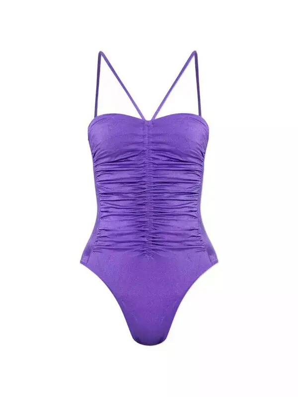 Dsquared2 Logo-embroidered Ruched One-piece Swimsuit - Purple