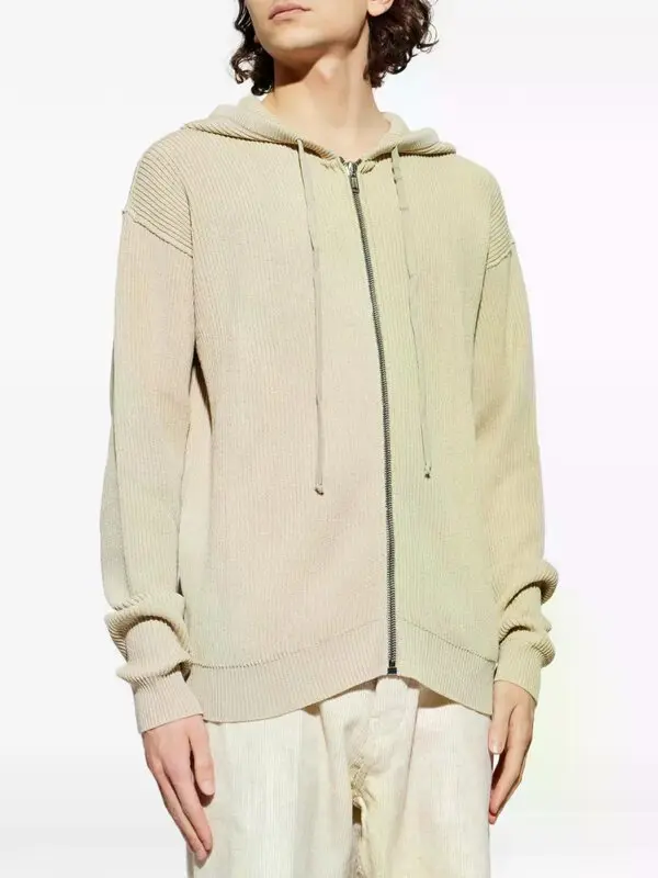 Rick Owens Zip-up Ribbed Knit Hoodie