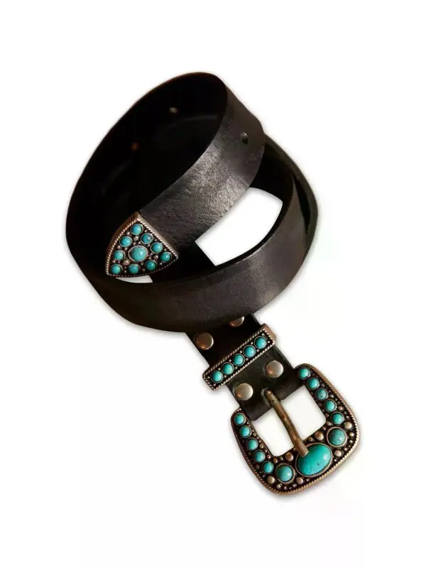 FORTELA Thelma Turquoise-detail Belt - Black