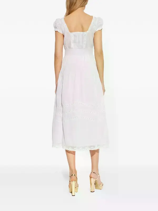 LoveShackFancy Suvi Lace V-neck Midi Dress - Pink