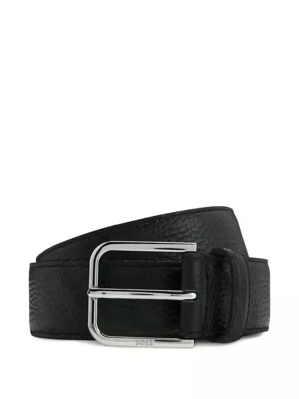 BOSS Textured Leather Belt - Black
