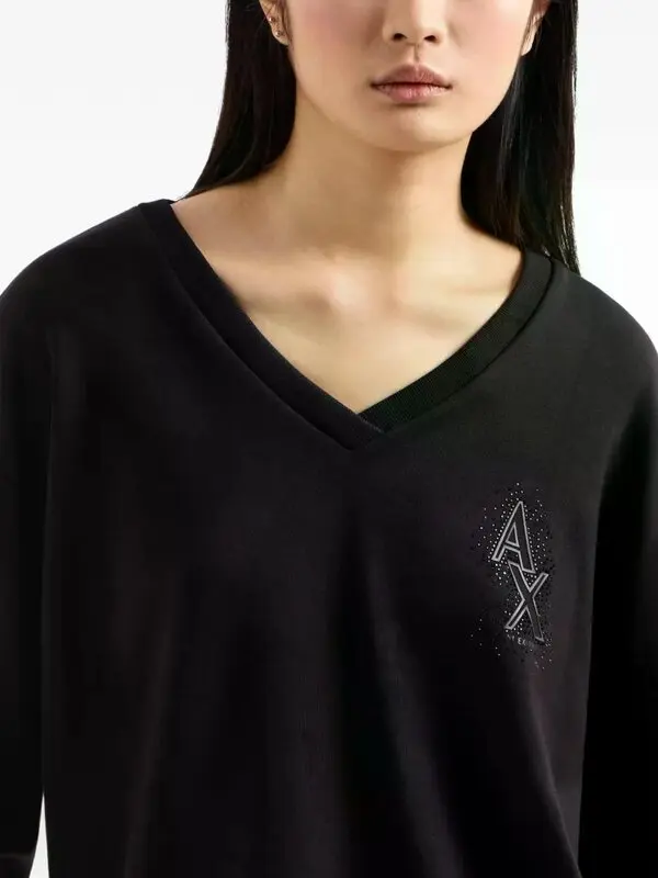 Armani Exchange Embellished V-neck Sweatshirt