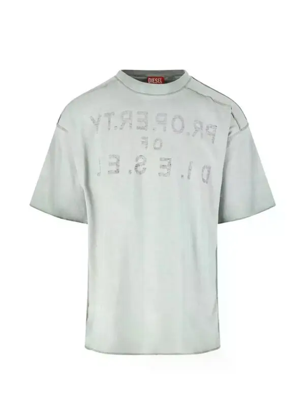 DIESEL® Relaxed Cotton T-shirt With Front And Back Print - Grey