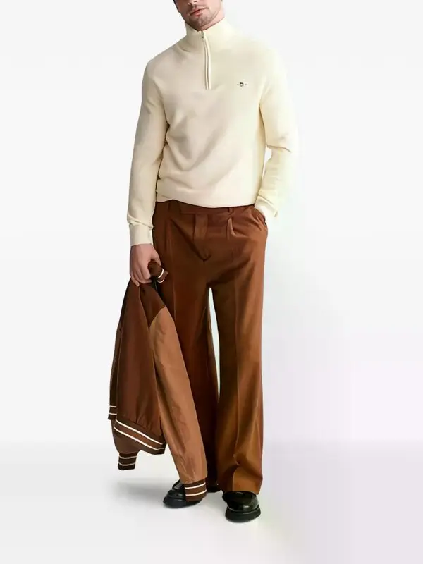 Gant Textured Half-zip Pullover - Neutrals