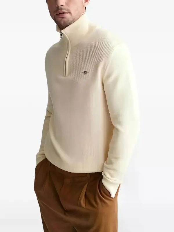 Gant Textured Half-zip Pullover - Neutrals